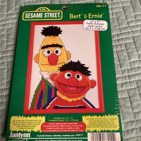 Art | Vintage Sesame Street Bert Ernie 5x7 Cross Stitch Set New | Poshmark